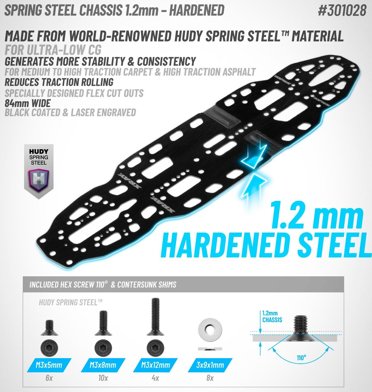XRAY X4-2026 Spring Steel Chassis 1,2mm incl. Screw Set | XR-301028
