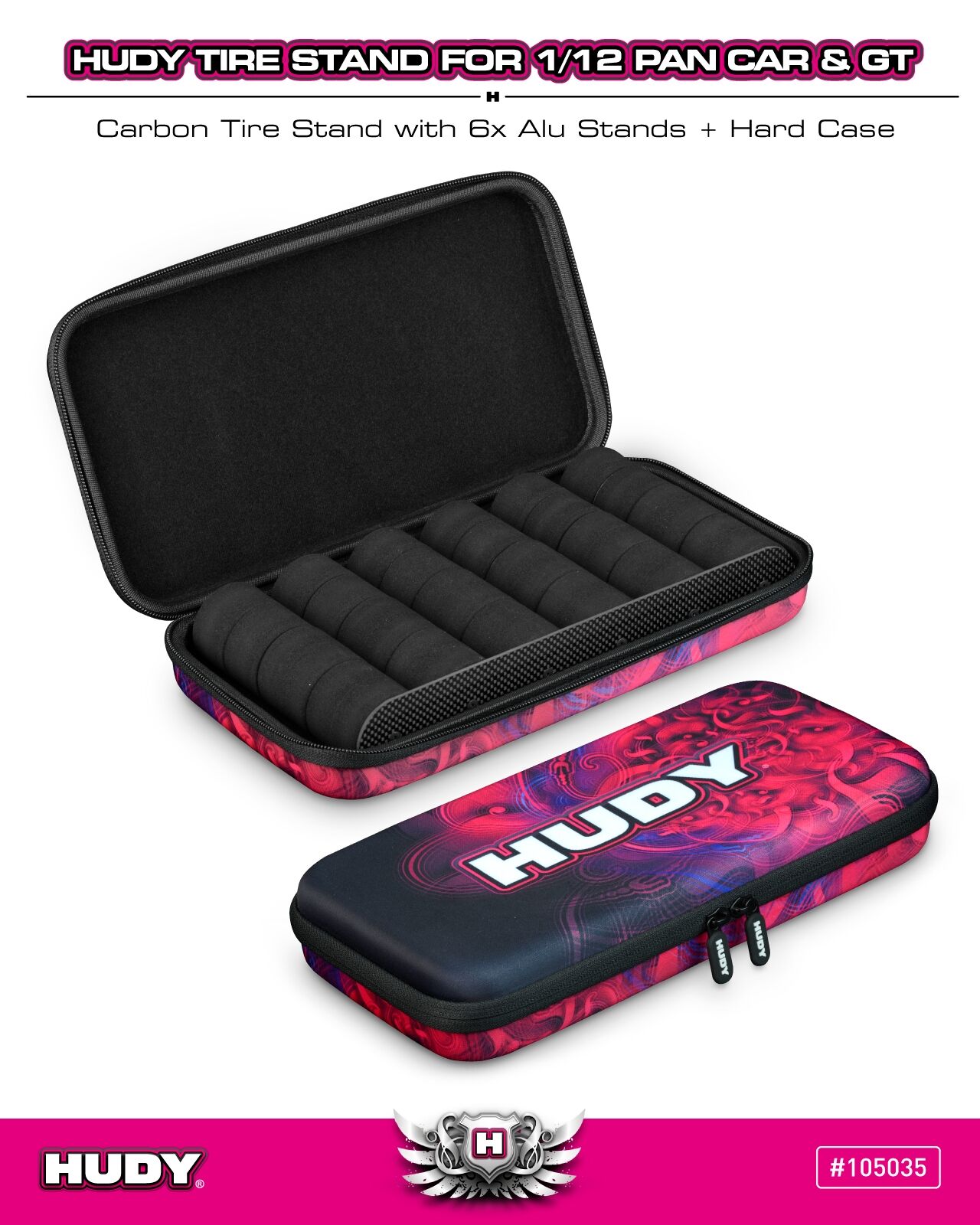 HUDY Carbon Tire Stand (6x) for 1:12 Pan Car & GT incl. Hardcase | HU ...