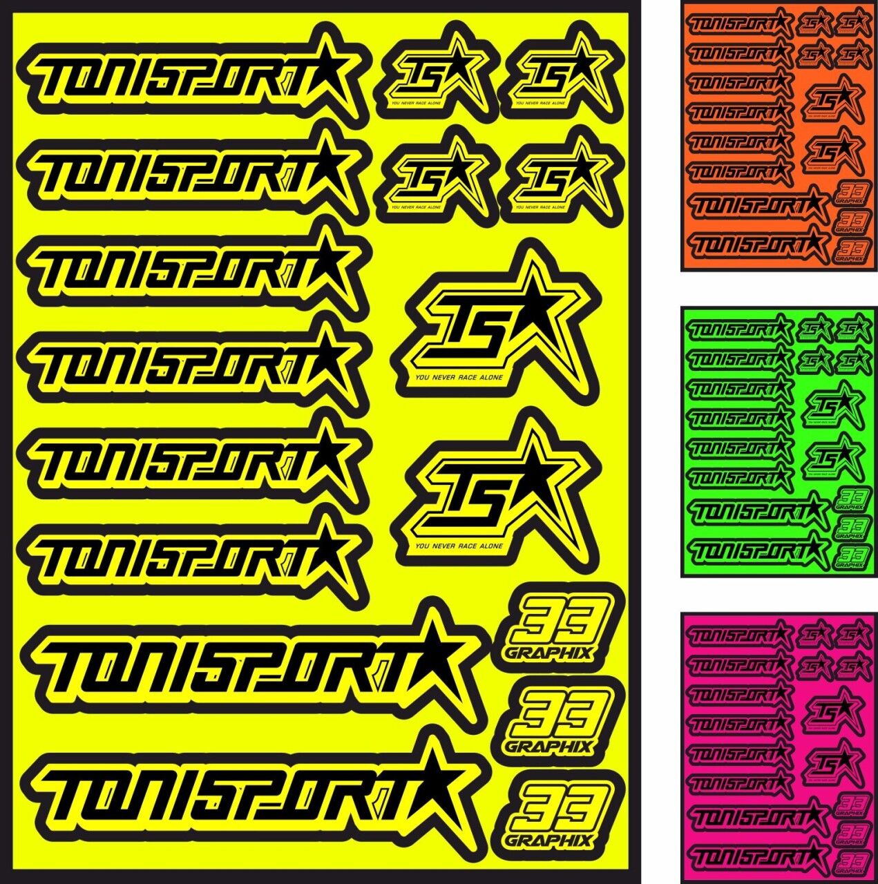 ToniSport NEON Sticker Sheet by 33Graphix DIN A5 (Assorted Colors ...