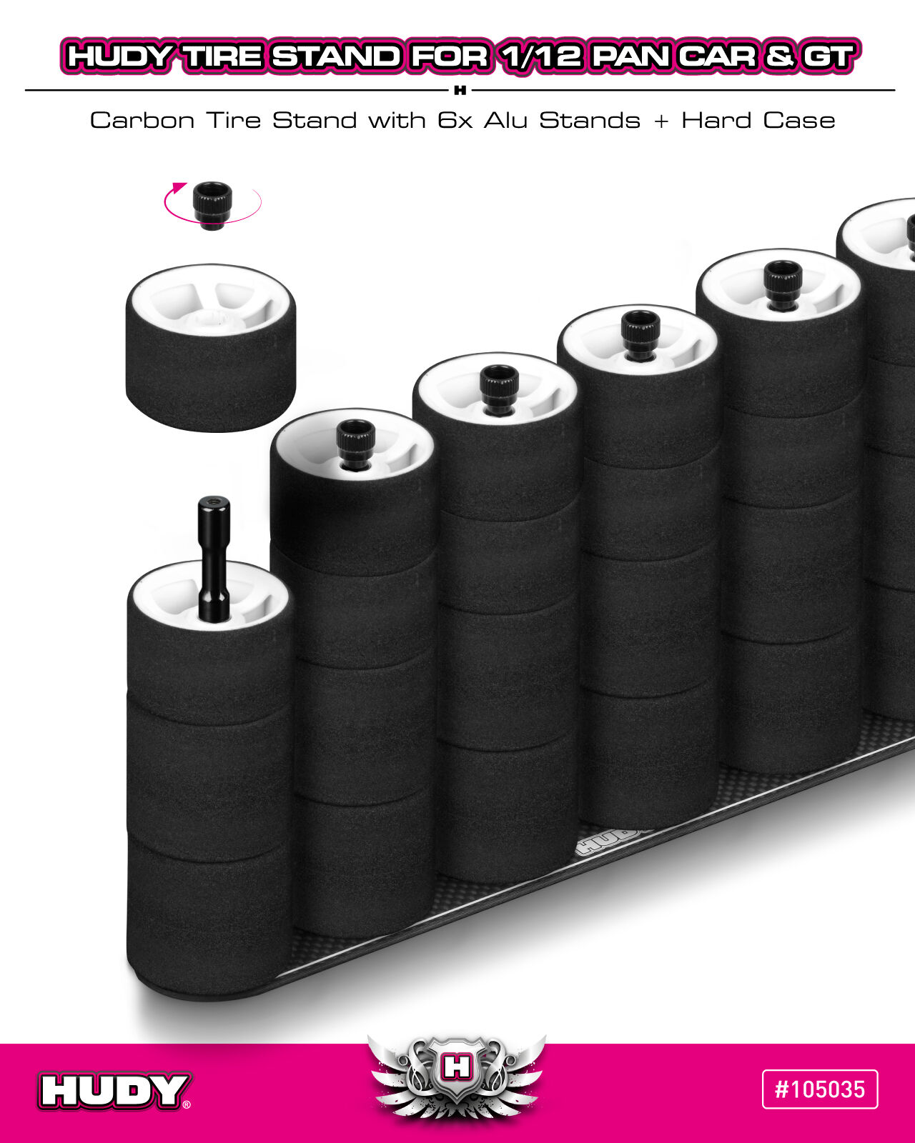 HUDY Carbon Tire Stand (6x) for 1:12 Pan Car & GT incl. Hardcase | HU ...